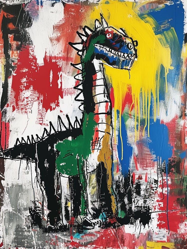 Abstract Paint Splash Primary Colour Dinosaur 2 Art Print by Dino ...