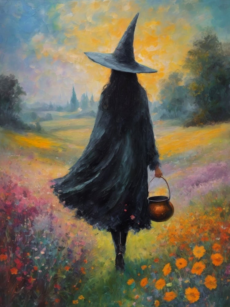 Summerween Witch in the Meadow Witch | Litha Summer Solstice Witchcraft ...