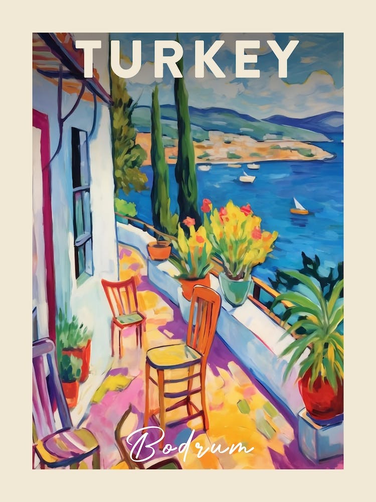 Bodrum Turkey 3 Fauvist Painting Travel Poster Art Print by MedArt – Fy!