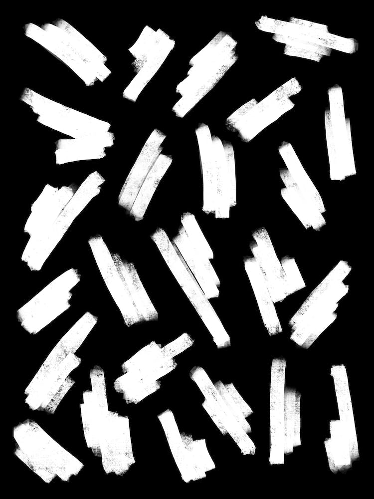 White Brush Strokes On Black Background Abstract Art Print by ...