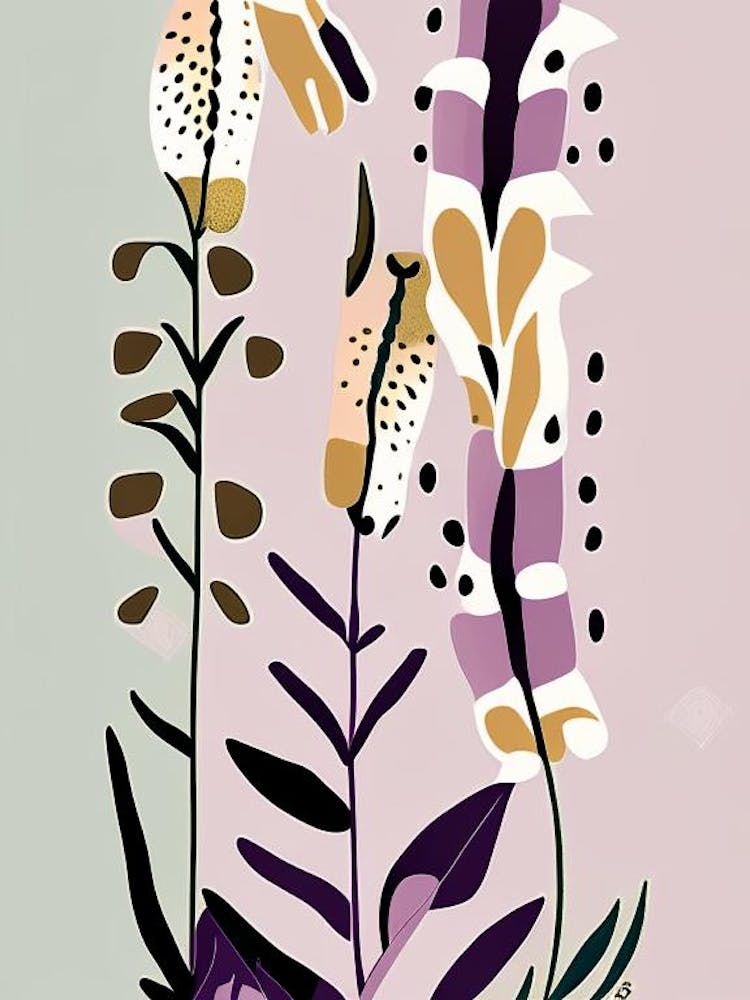 Foxglove Wildflower Modern Muted Colours 1 Art Print by Wildflower ...