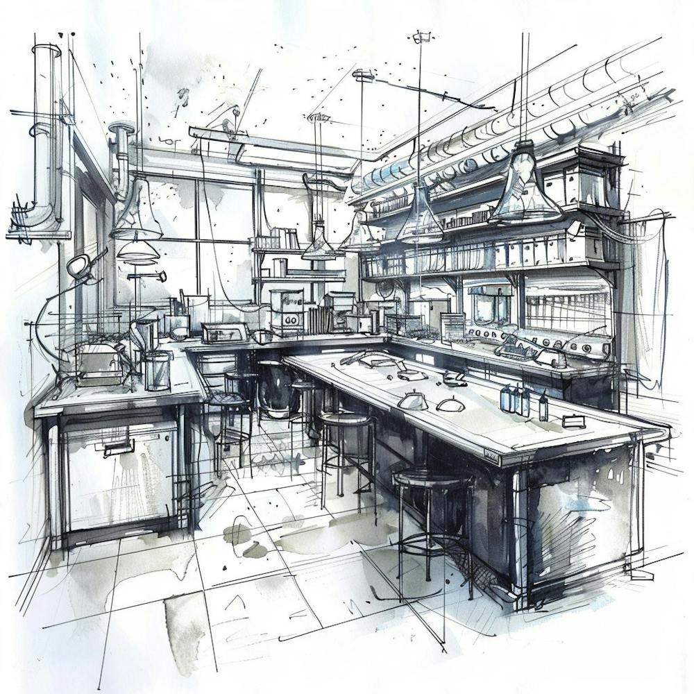 Sketch Of A Laboratory 2 Art Print by ThatWorksMedia – Fy!