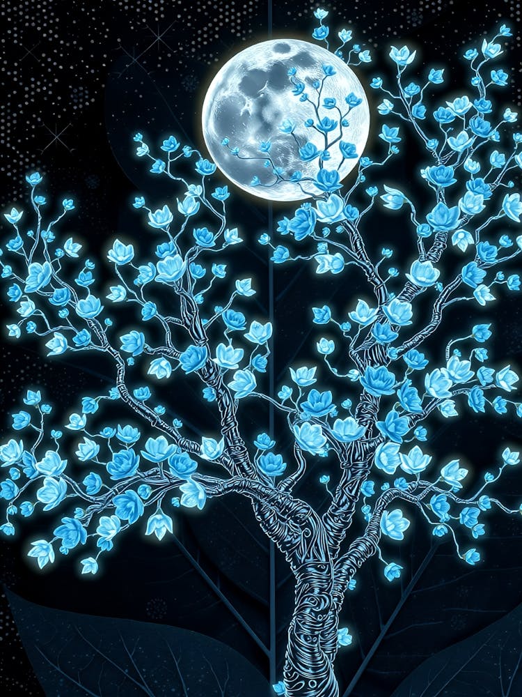 Blue Moon Tree Art Print by AnikArts – Fy!