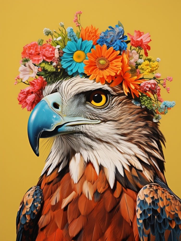 Bird With A Flower Crown Falcon 8 Art Print by Feathered Muse – Fy!