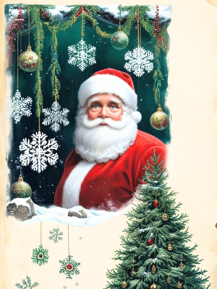 William Morris Santa Claus And Christmas Tree 1 Art Print by Len Len – Fy!