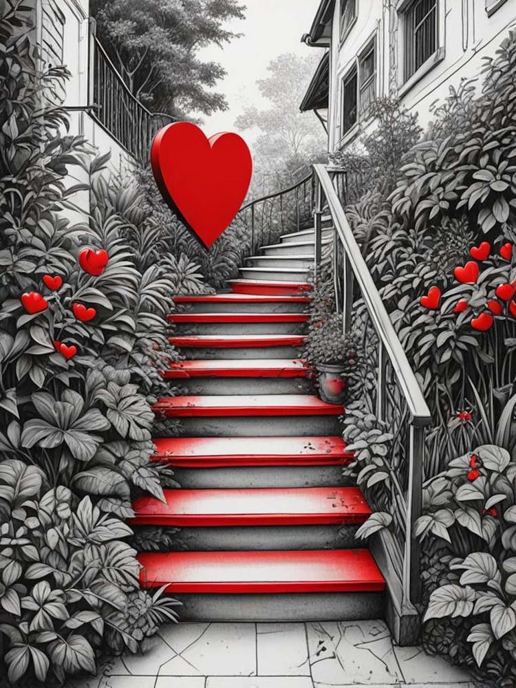Colorful Stairway With Heart (11) Art Print by Hamza – Fy!