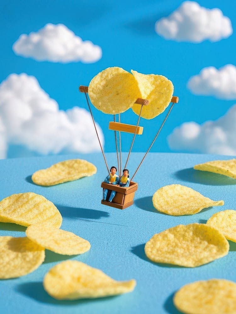 Potato Chips On A Hot Air Balloon Art Print by AnikArts – Fy!