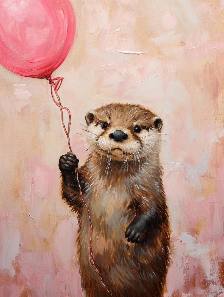 Cute Otter 4 With Balloon Art Print by Scribble Studio – Fy!