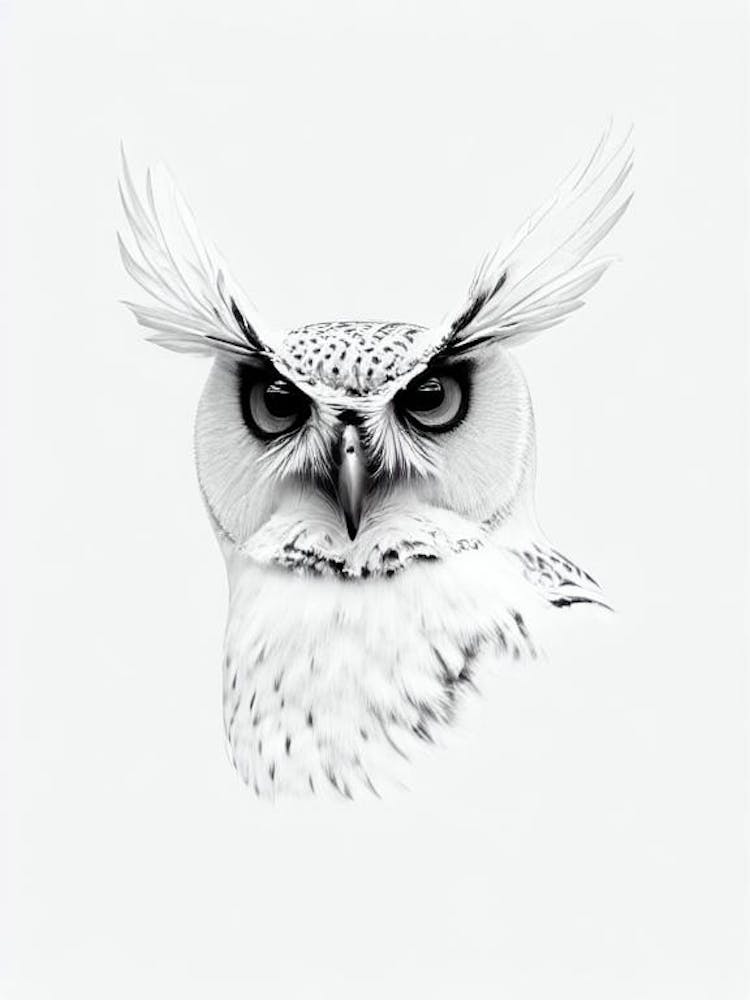 Owl B&W Pencil Drawing 4 Bird Art Print by Featherline – Fy!