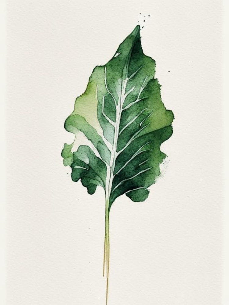 Turnip Leaf Minimalist Watercolour 2 Art Print by Leaf & Stem Studio – Fy!