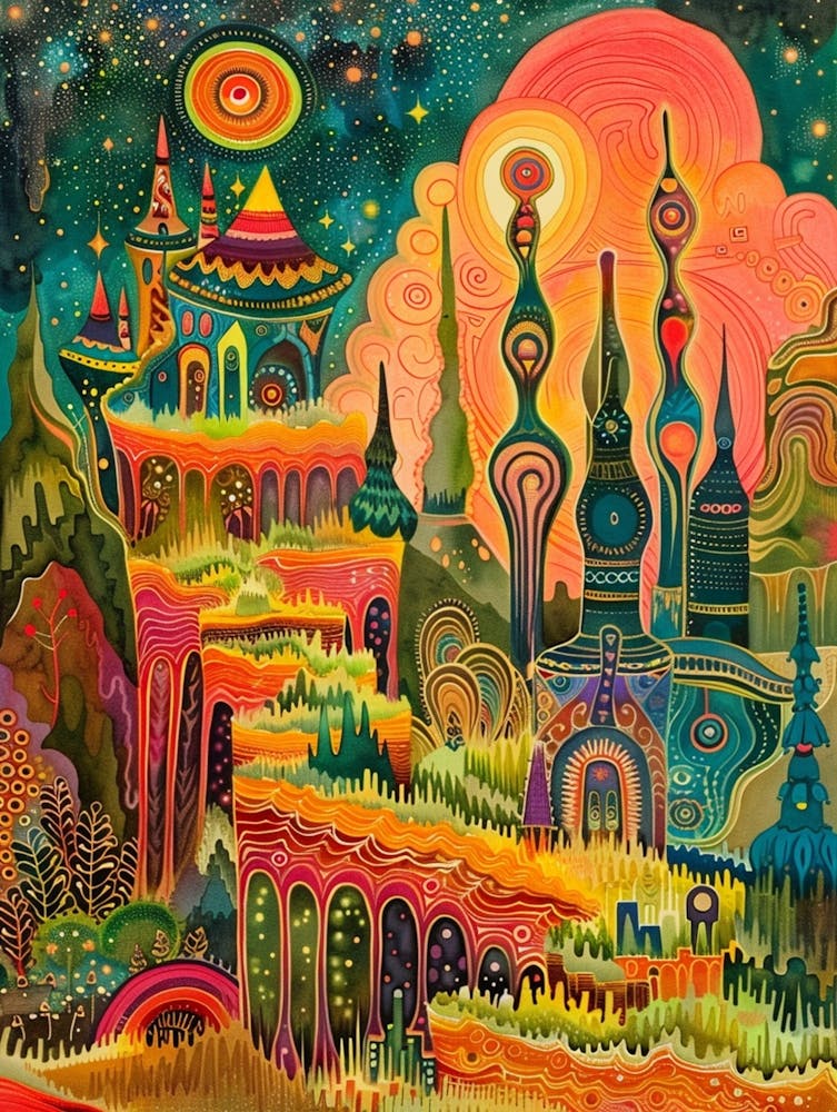 Psychedelic City Art Print by Maxleron – Fy!
