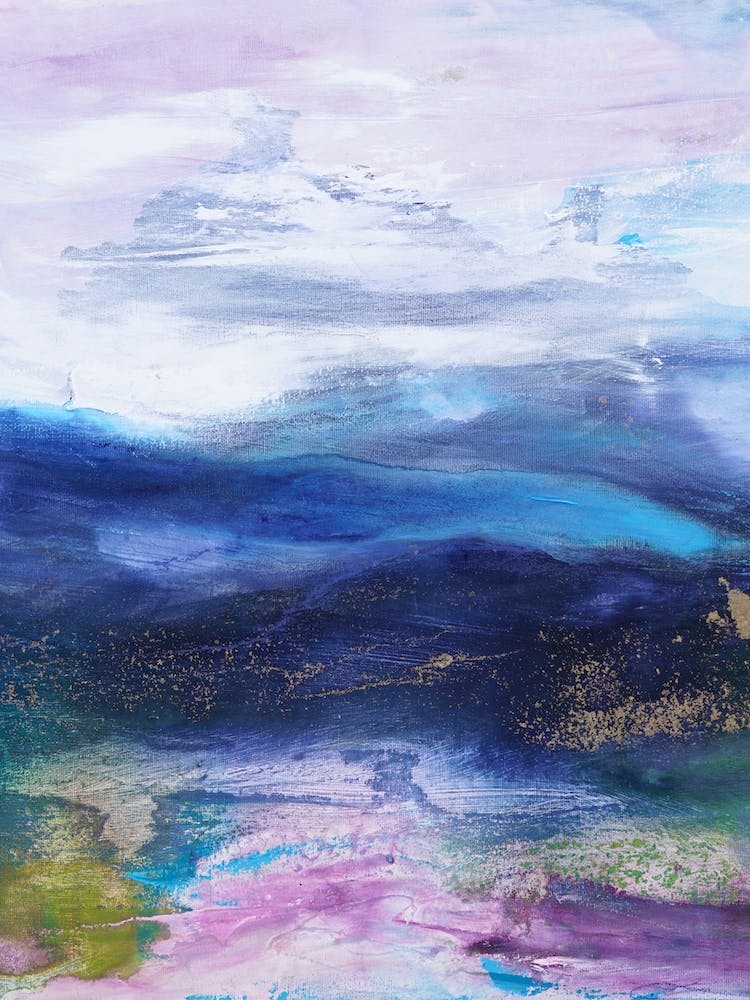 Blue Mountains Abstract Painting Art Print by Françoise Wattré – Fy!