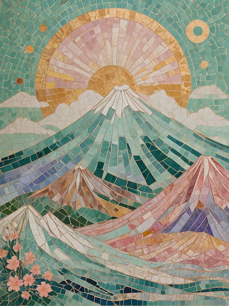Pastel Mosaic Volcano no3 Art Print by Daydream Pacific – Fy!