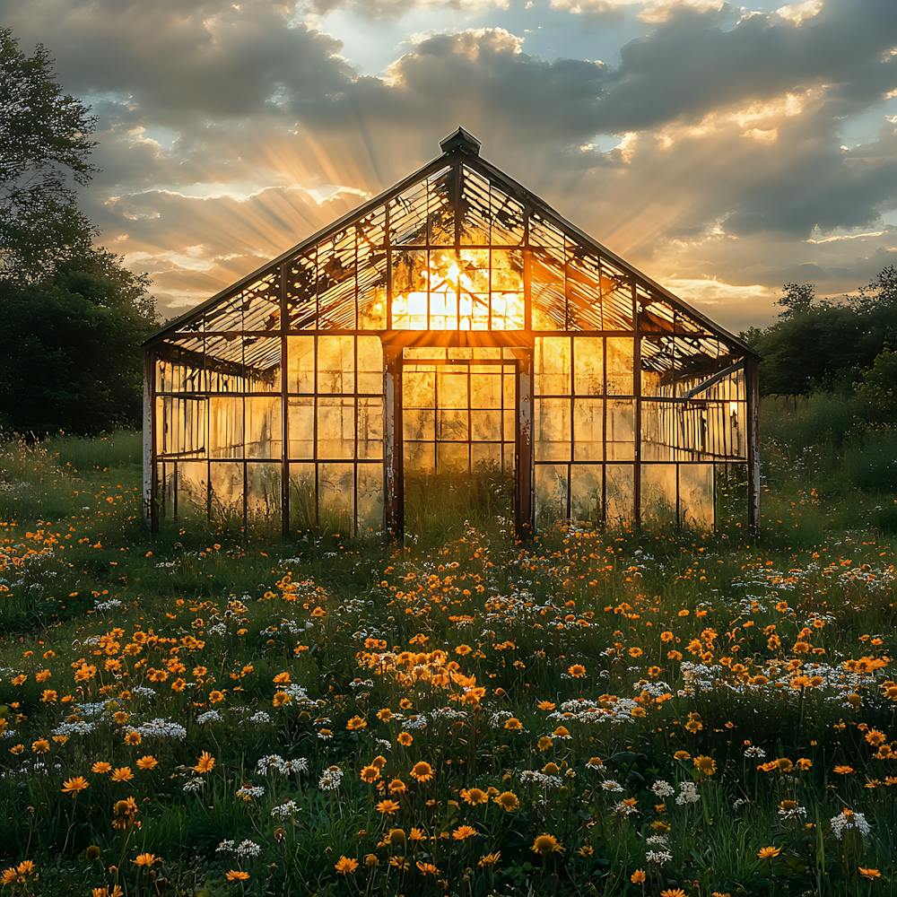 Abandoned Greenhouse Golden Sunset 3 Art Print by BestArt – Fy!