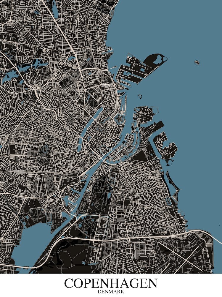 Copenhagen Black Blue Art Print by Mapply – Fy!