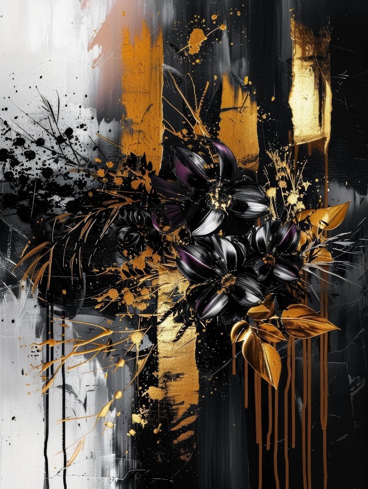 Black And Gold Abstract Painting 49 Art Print by Moving Clouds Art – Fy!