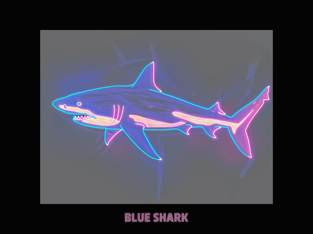Neon Pastel Pink Blue Shark 4 Poster Art Print by Energy of the Sea – Fy!
