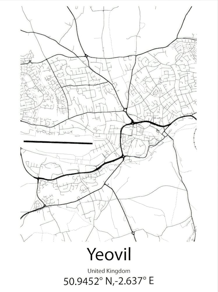 Yeovil,United Kingdom Minimalist Map Art Print by Kamluu – Fy!