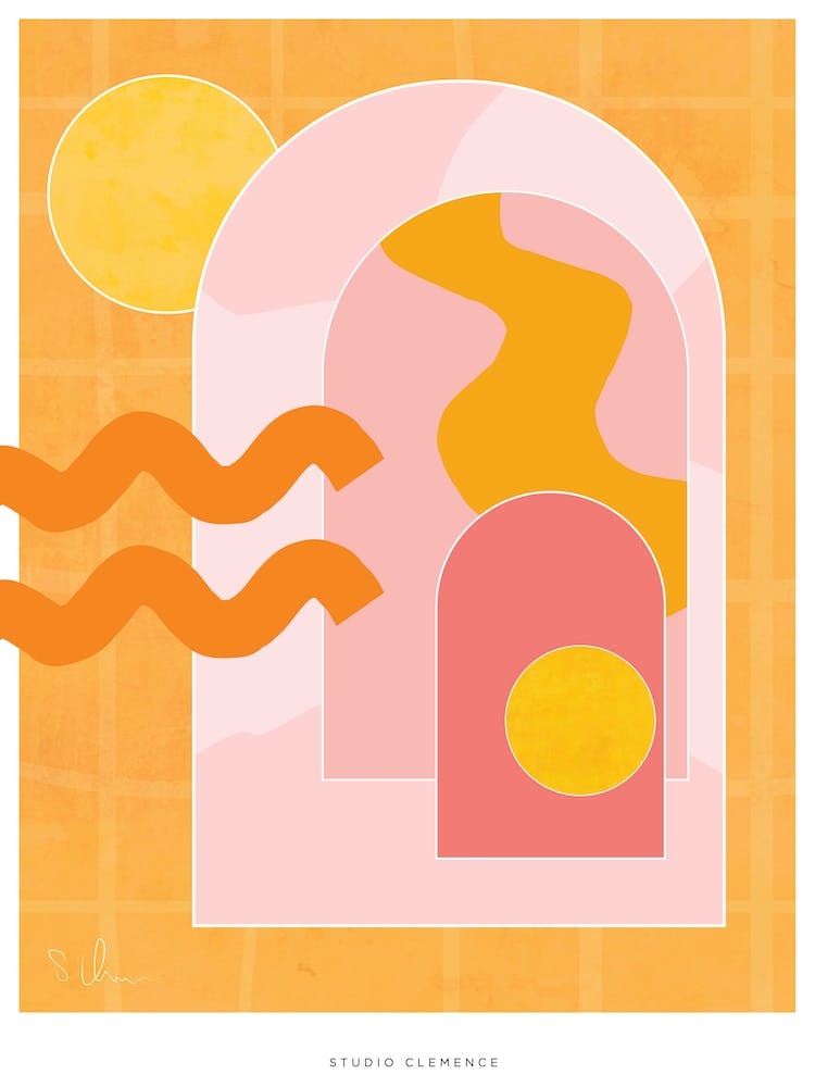 Orange Curves And Archways Art Print by Studio Clemence Designs – Fy!