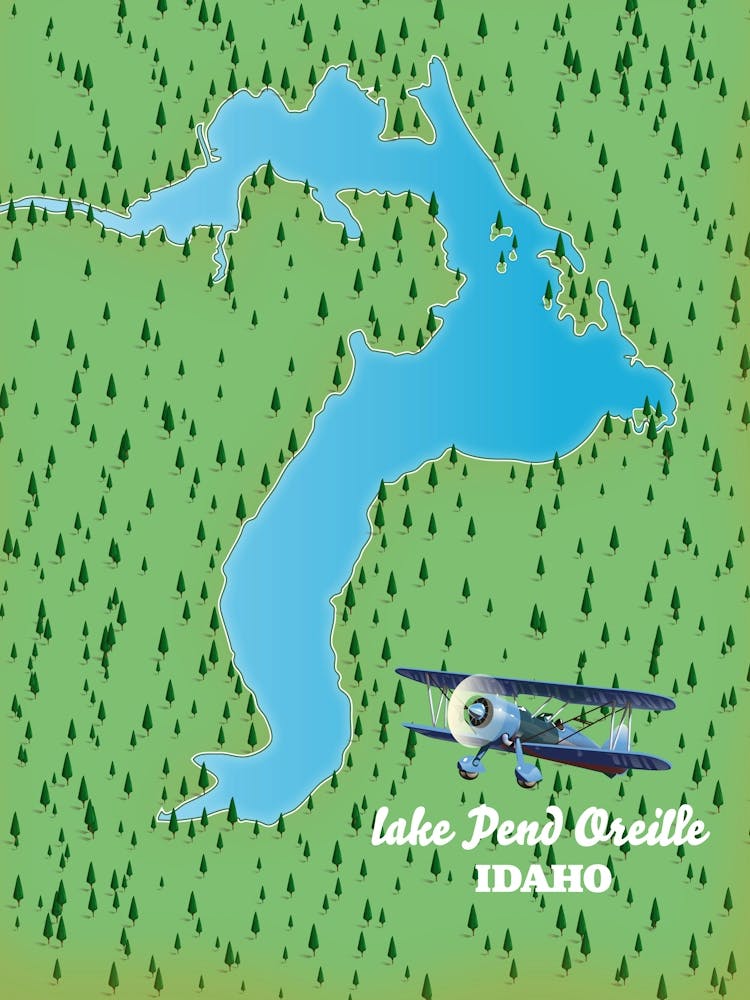Lake Pierce Idaho Map Art Print by Nicks emporium – Fy!