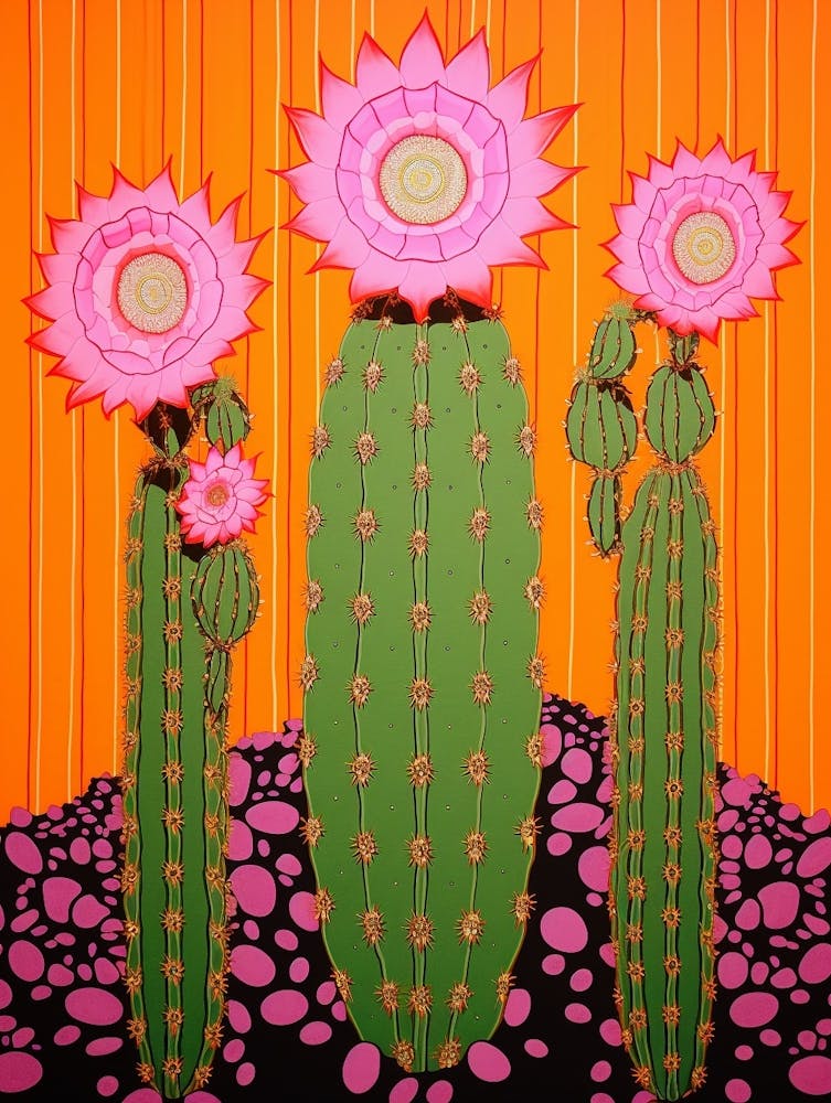Mexican Style Cactus Illustration Fishhook Cactus 3 Art Print by ...
