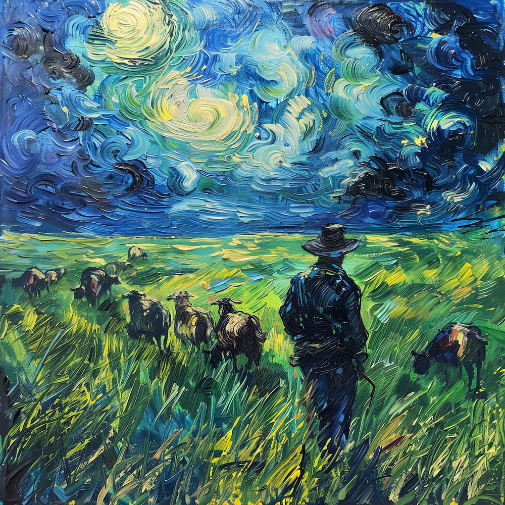 Van Gogh Style. Artesian Shepherds Series Art Print by David Miller – Fy!