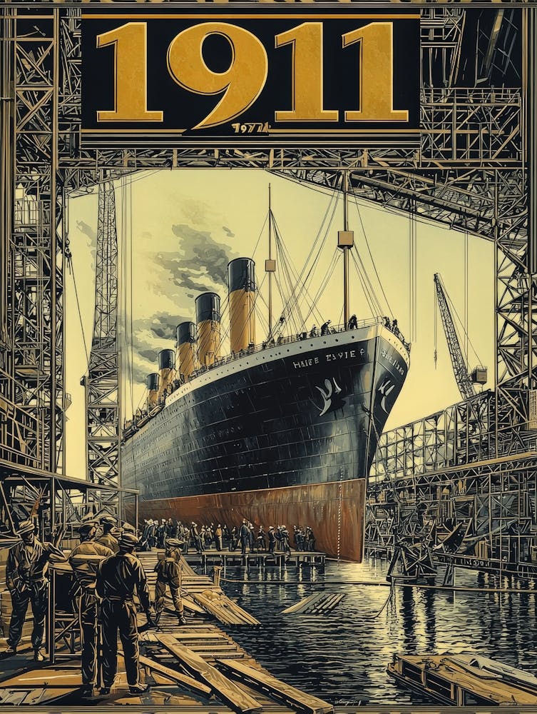 Aihrgdesign A Vintage Engineering Poster Showing The Titanic 5 Art ...