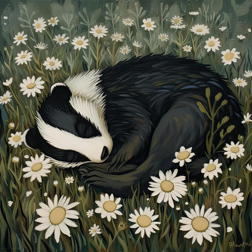 Baby Badger Fairycore Painting 3 Art Print by All Things Fairy – Fy!