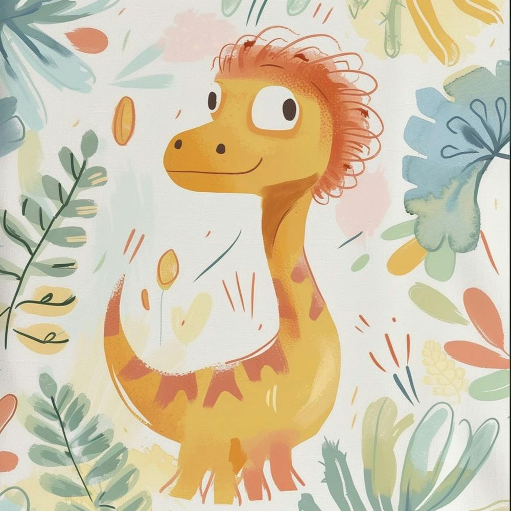 Cute Fuzzy Hair Dinosaur Art Print by Dino Delights – Fy!