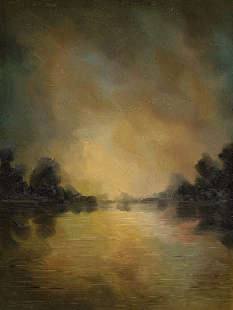 Sunset Over The Water Art Print by Shawn Conn Art – Fy!