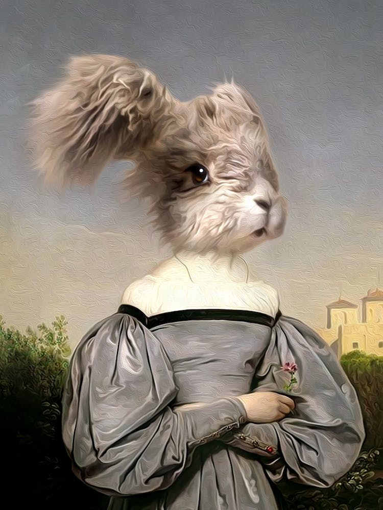 Sensitive Felene The Angora Rabbit Pet Portraits Art Print by l ...