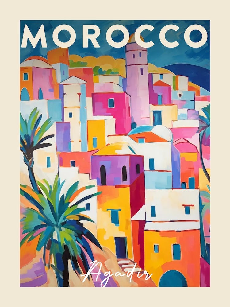 Agadir Morocco 2 Fauvist Painting Travel Poster Art Print by MedArt – Fy!