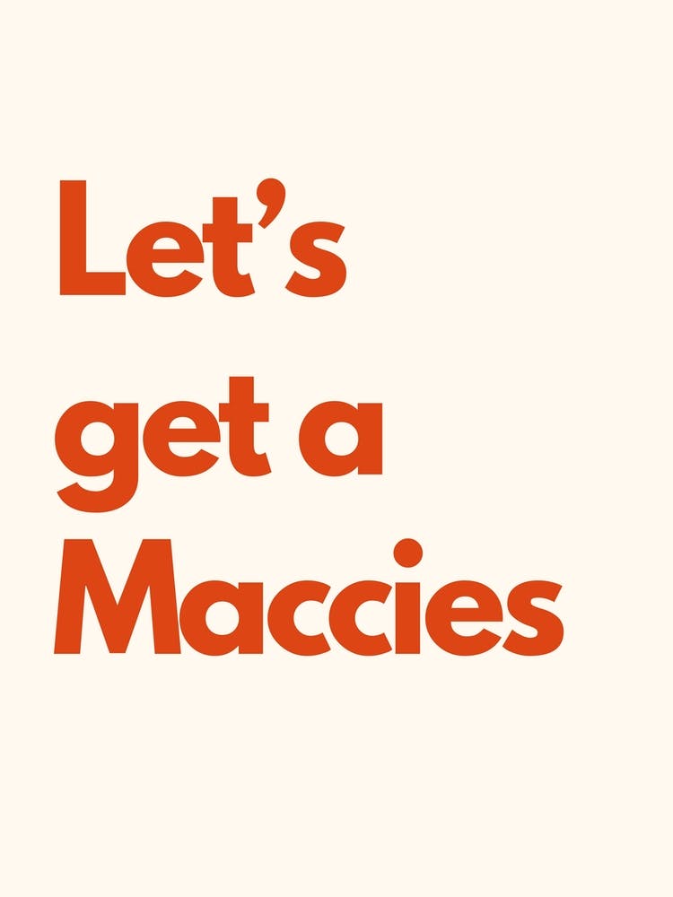 Lets Get A Maccies Kitchen Typography Cream Red Art Print by Pictures ...