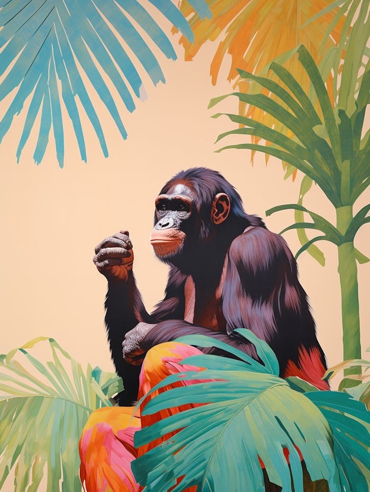 Chimpanzee 1 Tropical Animal Portrait Art Print by Tropic of Eden – Fy!