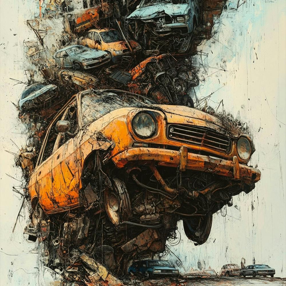 Car Pile Up Art Print by ThatWorksMedia – Fy!