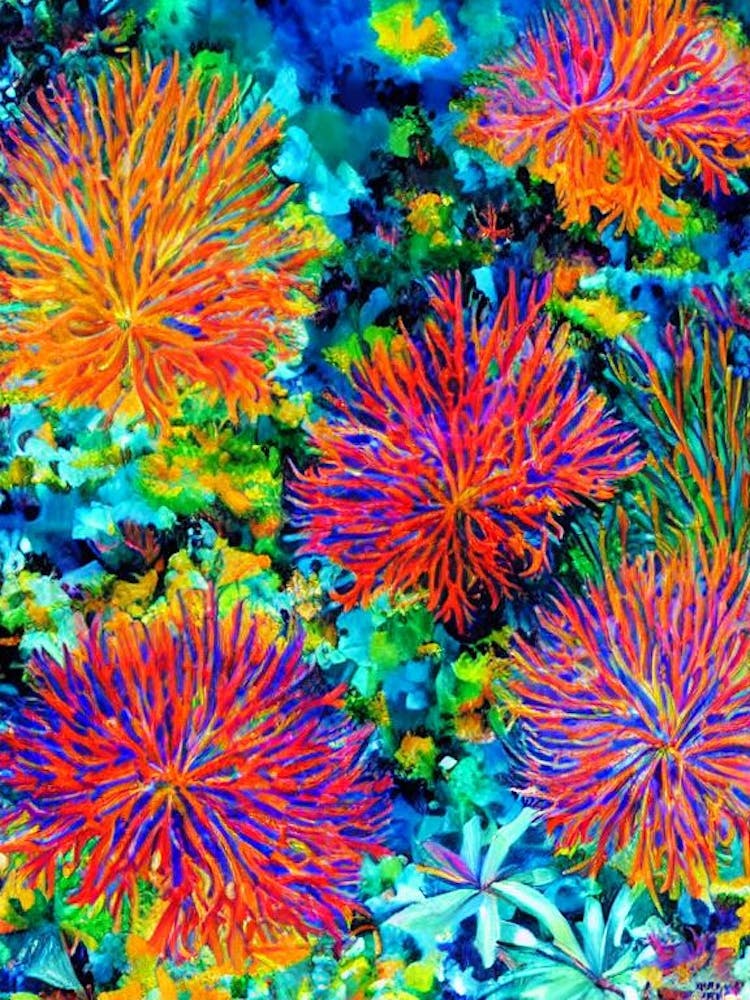 Acropora Digitifera Vibrant Painting Art Print by Reef Reflections – Fy!