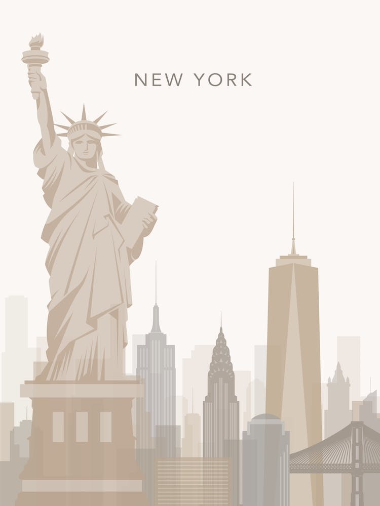 Beige New York Skyline Art Print by Alaina Creates – Fy!
