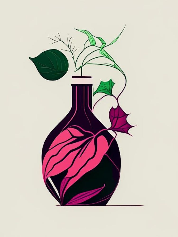 Poison Ivy Potion Minimal Line Drawing 4 Art Print by Leaf & Stem ...