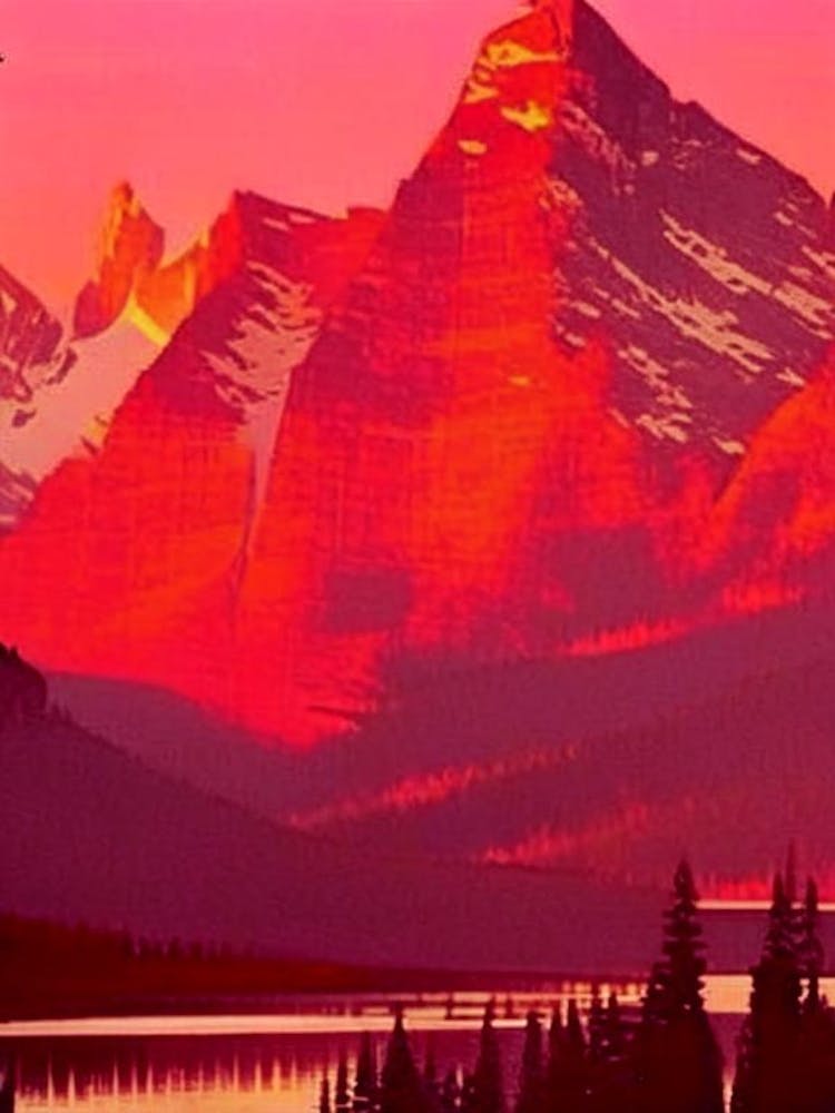 The Canadian Rockies Retro Sunset Art Print by Breathtaking Sunsets And ...