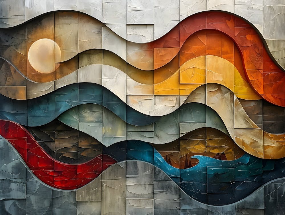 Abstract Wave, Cubism Art Print by Moisky – Fy!