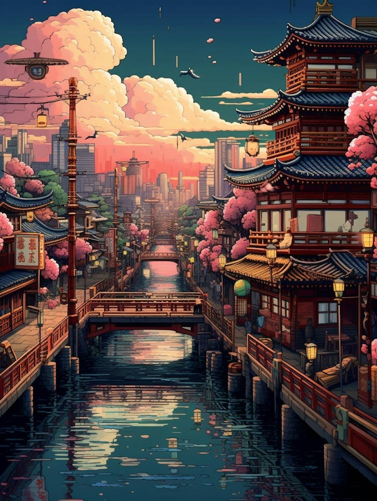 Osaka Pixel Art 4 Art Print by PixelPerfect – Fy!