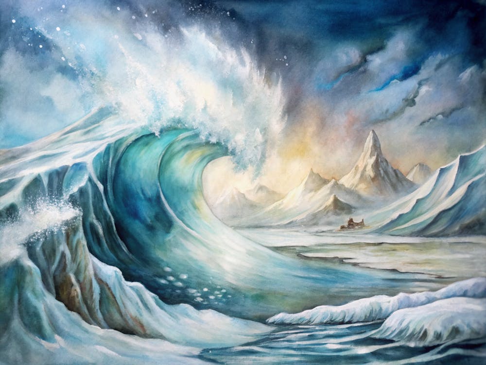 A Dramatic Poster Of A Frozen Tidal Wave In Antarc Art Print by ...