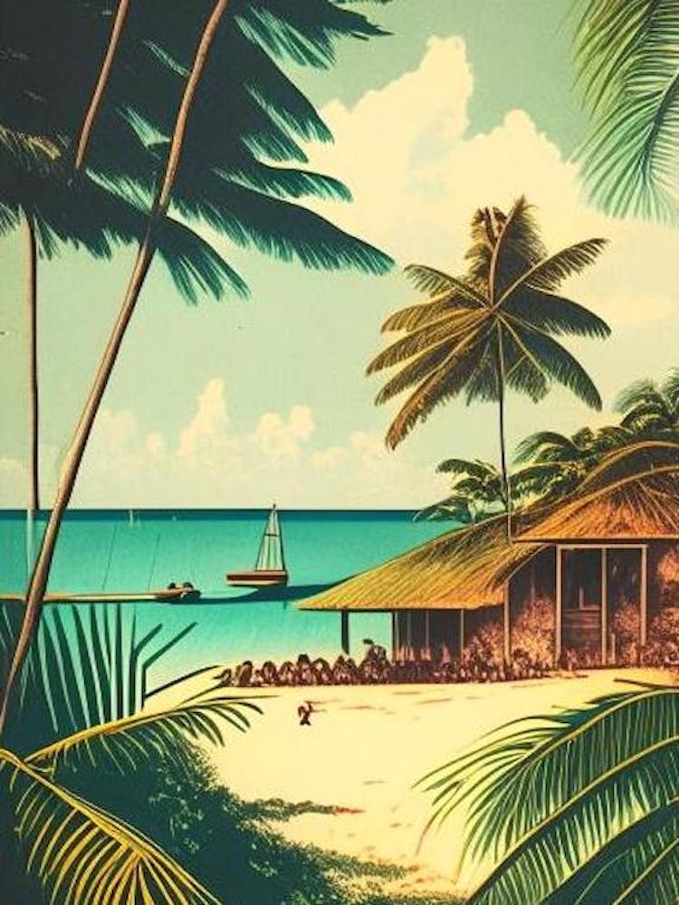 Pemba Island Tanzania Vintage Sketch Tropical Destination Art Print by ...