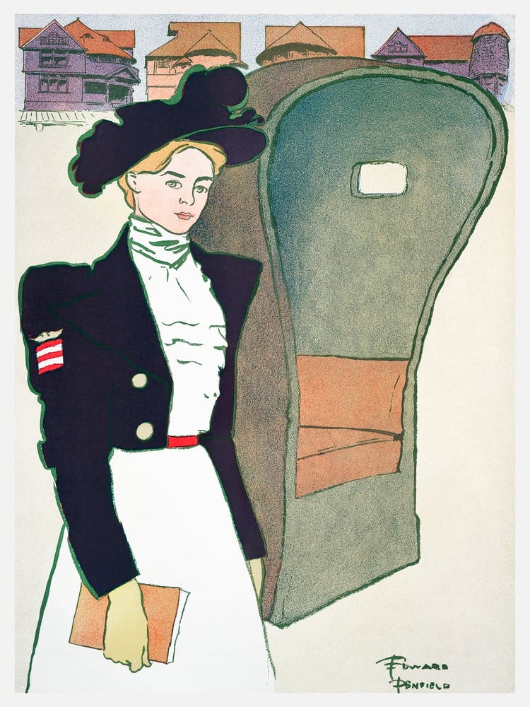 Woman Holding Book, Edward Penfield Art Print by Fy! Classic Art Prints ...