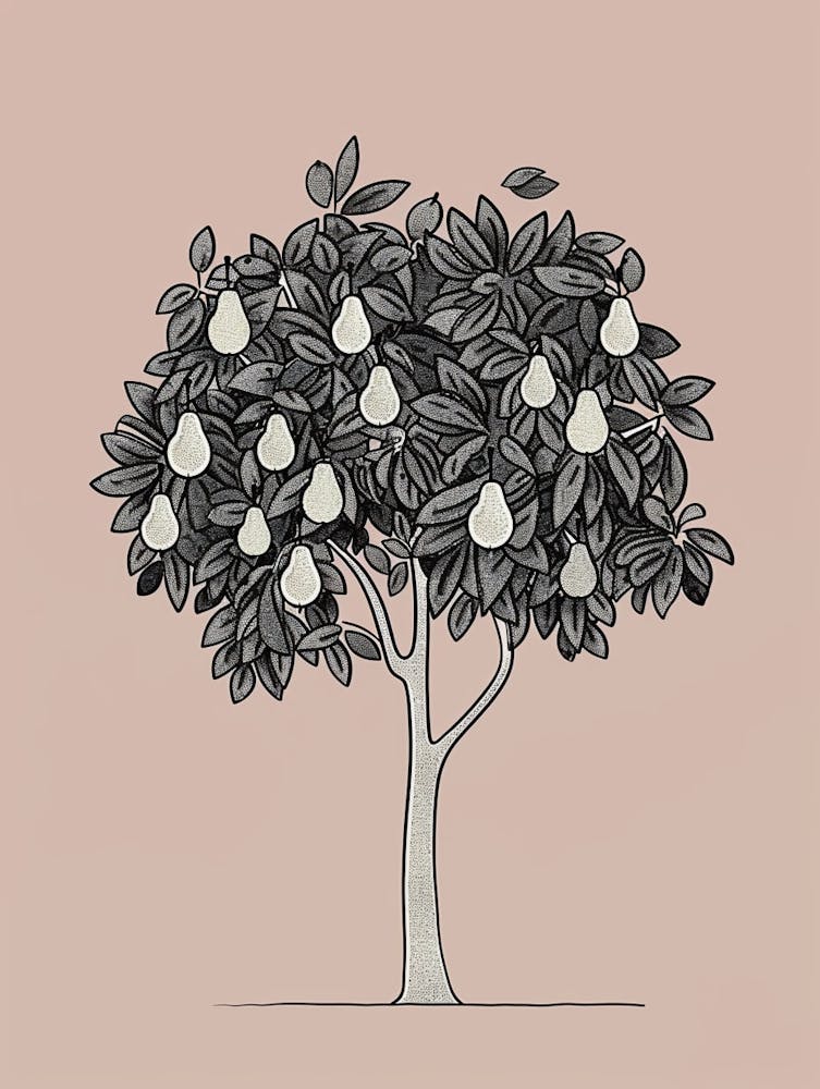 Pear Tree Minimalistic Drawing 3 Art Print by Bough And Bloom Artistry ...