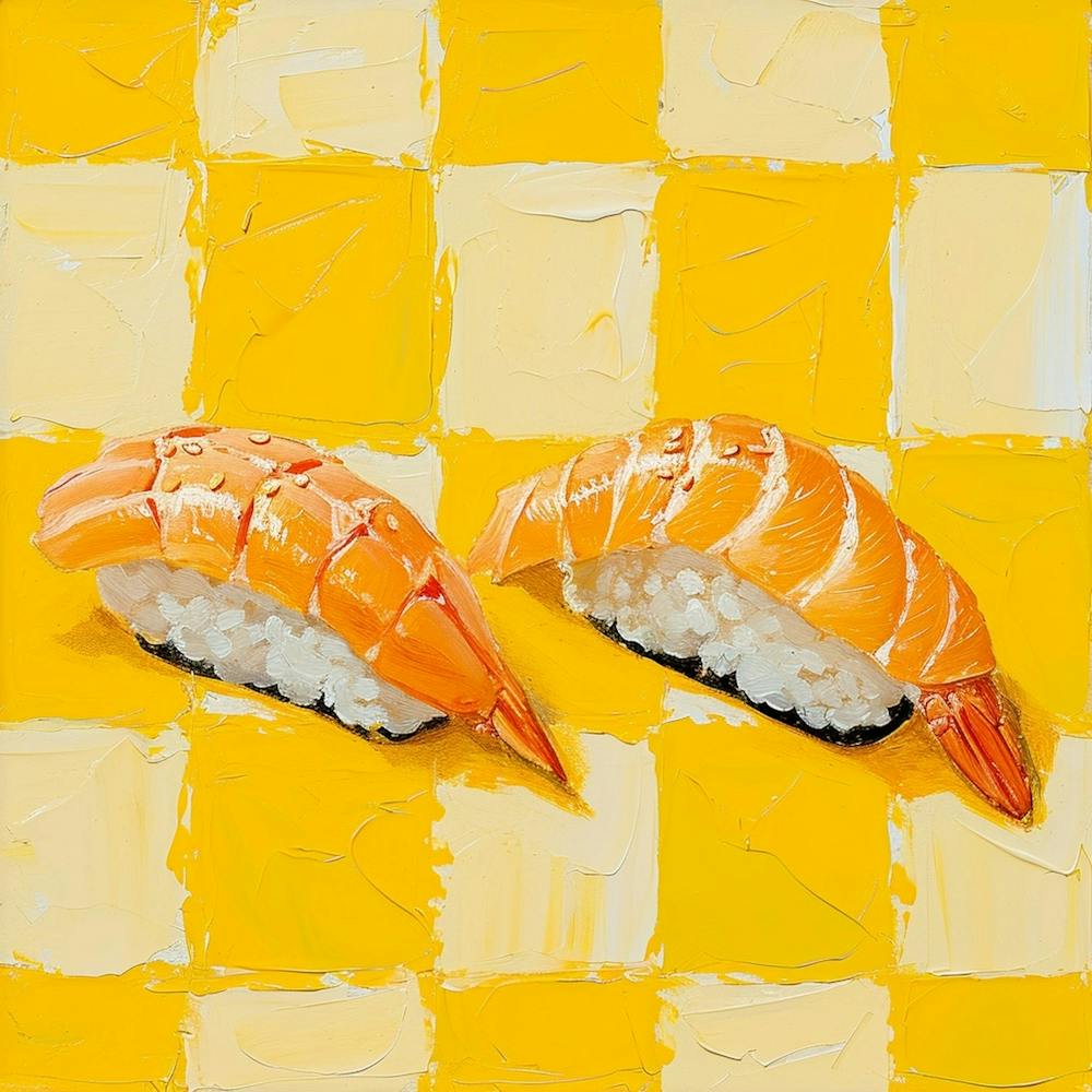 Nigiri Sushi Yellow Checkerboard 2 Art Print by Artful Appetite – Fy!