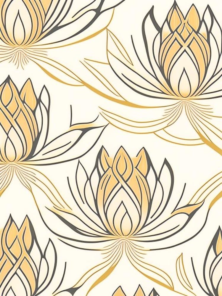 Lotus Flower Repeat Pattern Retro Minimal 2 – Fy!