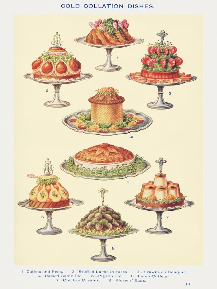 Cold Collation Dishes Art Print by Fy! Classic Art Prints and Posters