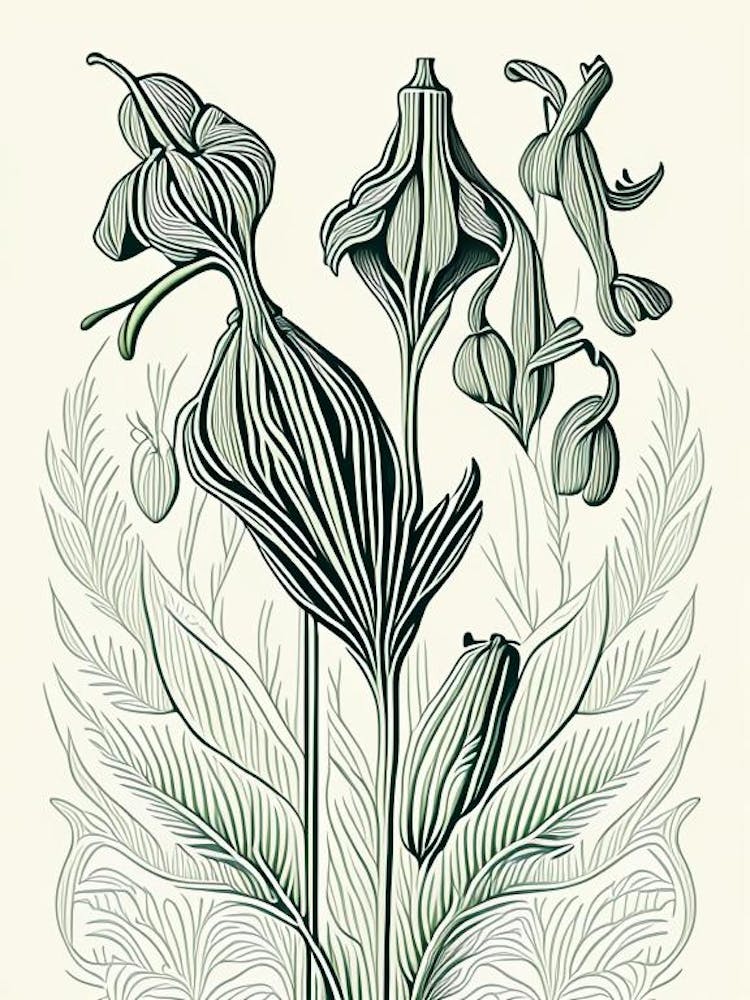 Cardamom Herb William Morris Inspired Line Drawing 1 Art Print by ...