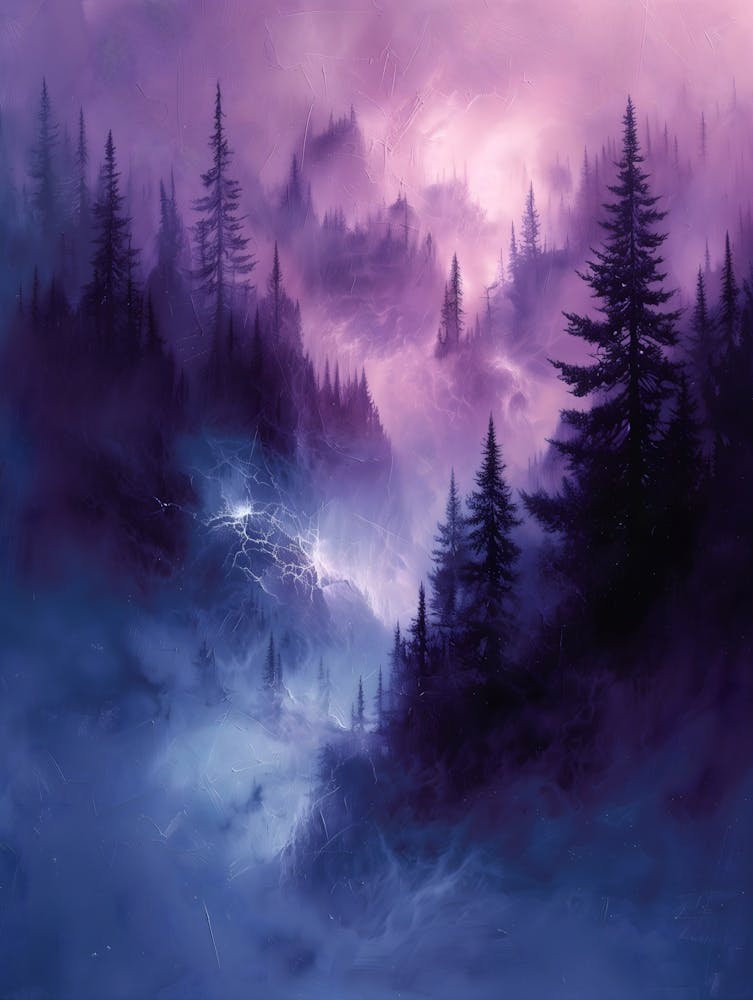 Dark Forest Bichromatic, Surrealism, Impressionism 1 Art Print by ...